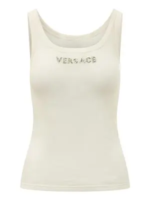 Versace VERSACE Ribbed Tank Top Cream