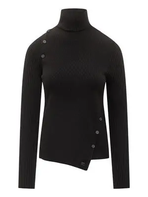 COURREGES Chunky Knit Turtleneck Sweater - Black