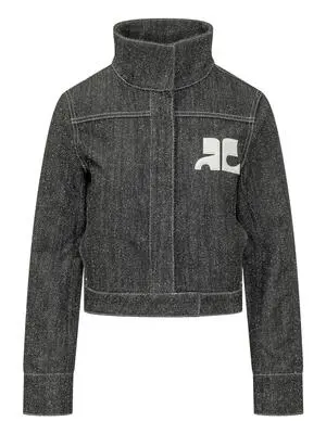 COURREGES Denim Tweed Jacket - Black