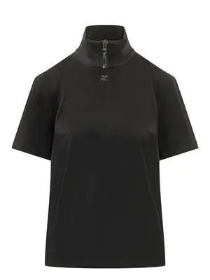 COURREGES Rib Collar T-shirt - Black