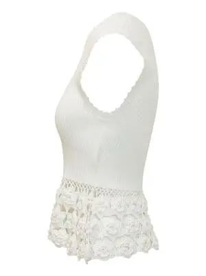 GANNI GANNI Textured Floral Insert Top Egret