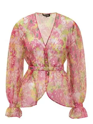 DEL CORE Cocoon Mini Silk Blouse - Fuchsia