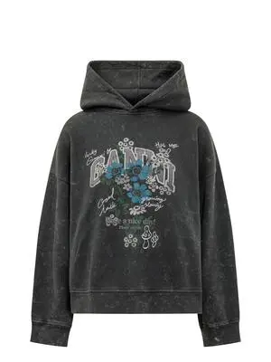 GANNI Cropped Hoodie - Phantom
