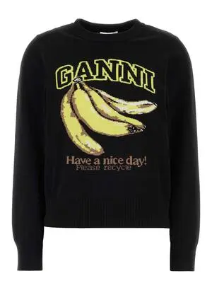 GANNI Graphic Banana Sweater - Black
