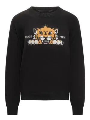 Kenzo Iconic Tiger Design Pullover - Black