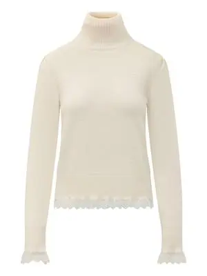 GANNI Merino Turtleneck Sweater - Egret