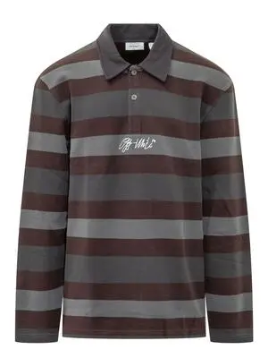 Off-White Long-sleeve Stroke Polo Shirt - Multicolor