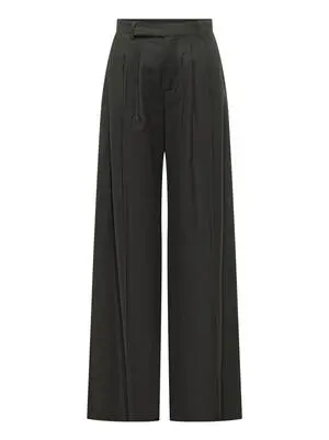 LE SULLY STUDIO Ample Drape Wool-blend Trousers - Nero