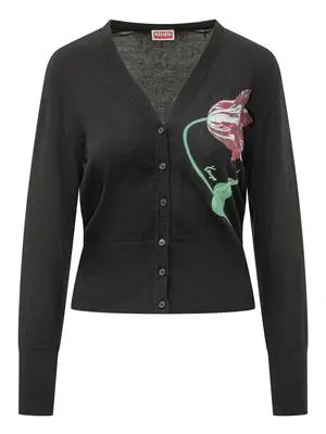 Kenzo Tulip Cardigan Knitwear - Black