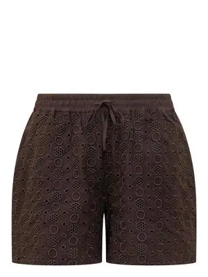 Pinko Embroidered Mini Shorts - Marrone