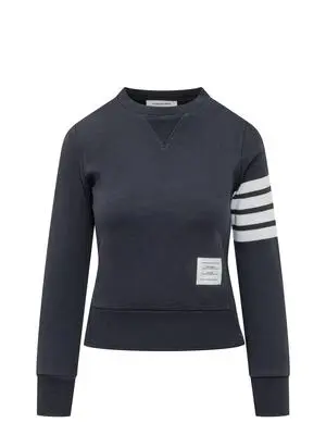 Thom Browne Quattro Band Crewneck Sweatshirt - Navy