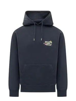 Drole De Monsieur Embroidered Hooded Sweatshirt - Navy