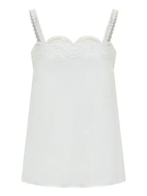 BOSS Elegant Lace-trimmed Top - White