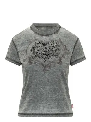 DIESEL® DIESEL® Short Sleeve T-Shirt With Front Applications Grigio