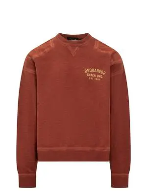 Dsquared2 Logo Embroidered Cotton Sweatshirt - Red