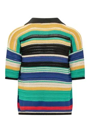 LANEUS Polo In Striped Design - Black/multicolor