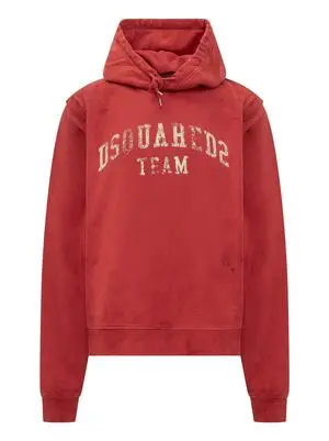 Dsquared2 Logo Print Hooded Sweatshirt - Red