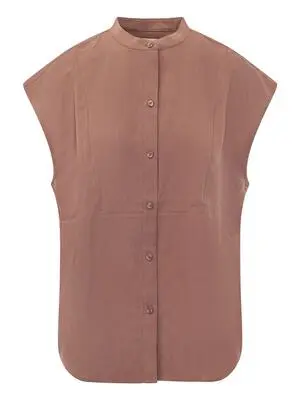 Calvin Klein Sleeveless Button-up Shirt - Sierra Brown