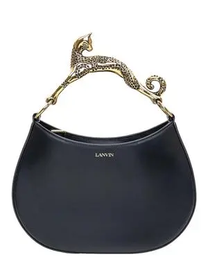 LANVIN LANVIN Leather Hobo Handbag With Cat Handle Black