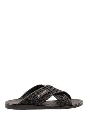Dolce & Gabbana DOLCE & GABBANA Raffia Detail Sandal Nero/nero