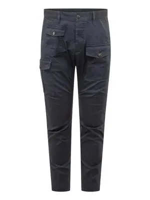 Dsquared2 Cargo Trousers With Pockets And Buttons - Blue