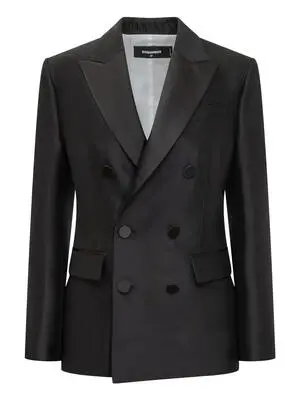 Dsquared2 Virgin Wool And Silk Tailored Jacket - Black