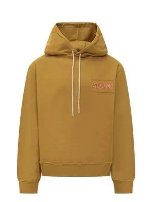 Marni Logo Print Hooded Sweatshirt - Giallo