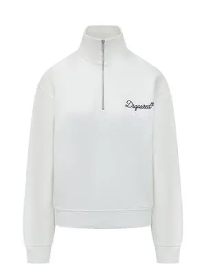 Dsquared2 DSQUARED2 Zip Logo Sweatshirt Bianco