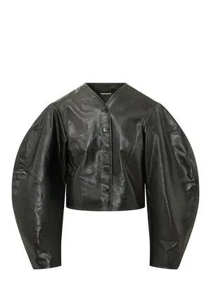 ROTATE BY BIRGER CHRISTENSEN Fitted Lambskin Leather Jacket - Black