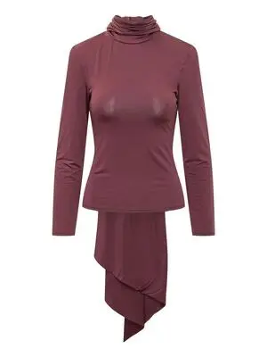 ROTATE BY BIRGER CHRISTENSEN Long Sleeve Scarf Top - Winetasting