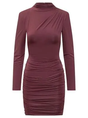 ROTATE BY BIRGER CHRISTENSEN Stylish Draped Mini Dress - Winetasting