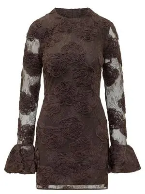 ROTATE BY BIRGER CHRISTENSEN 3d Flower Midi Dress - Mole'