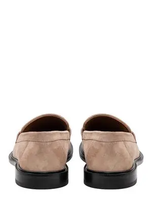 STURLINI Luxurious Suede Loafers With Front Strap - Barley