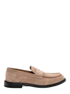 STURLINI Suede Loafers With Front Strap - Barley