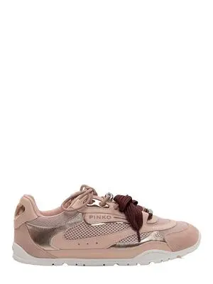 Pinko Pinko Mesh Sneakers With Metallic Accents Pink