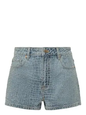 SELF-PORTRAIT Textured Mini Shorts - Blue