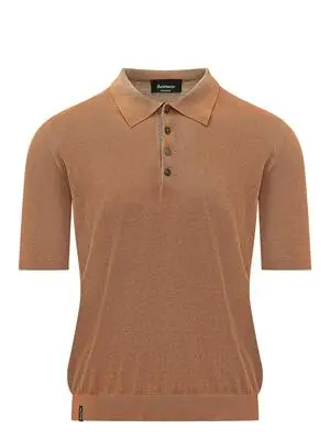 AROVESCIO Button-front Cut-sleeve Polo Shirt - Pumpkin