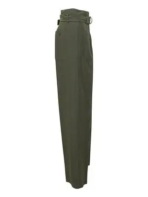 THE SEAFARER Wide Leg Trousers With Belt - Verde