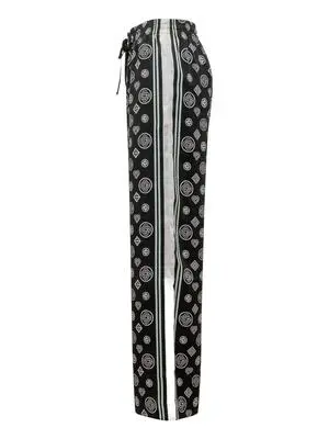 Casablanca Silk Paintntaloni Trousers With Monogram - Nero