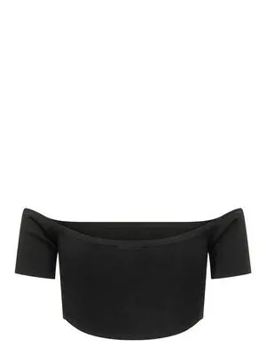 Elisabetta Franchi Tricot Off-the-shoulder Crop Top - Nero