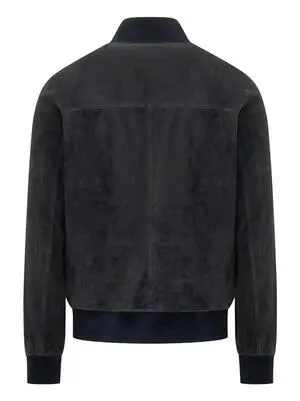 RENZO CENCI Stylish Bomber Jacket With Neck Detail - Navy