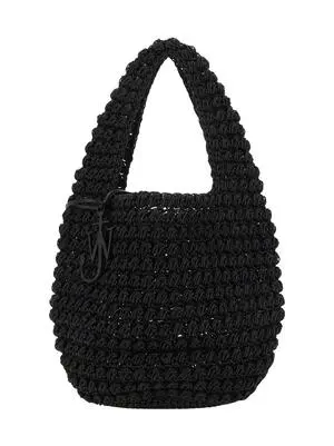 JW Anderson JW Anderson Popcorn Basketball Big Leather-Trim Shoulder Bag Black