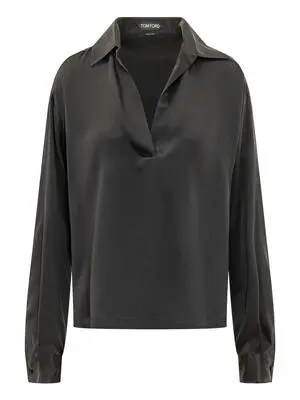 TOM FORD Silk Satin Polo - Black