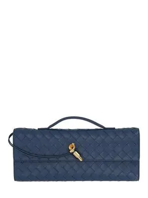Bottega Veneta BOTTEGA VENETA Andiamo Mini Leather Clutch Bag Blue