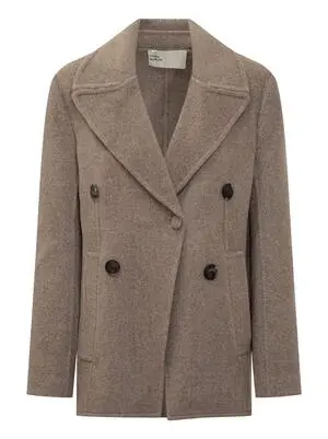 Tory Burch Wool Blazer Jacket - Ashed Moka