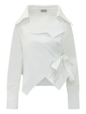 BALOSSA Wide Collar Button-up Shirt - White