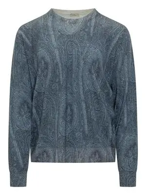 Etro Giro Neck Knit Sweater - Blu