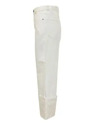 Tory Burch Cuffed Straight Leg Trousers - White
