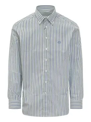 Etro Etro Striped Linen Shirt Azzurro
