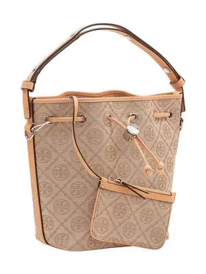 Tory Burch TORY BURCH Monogram Bucket Handbag Flax